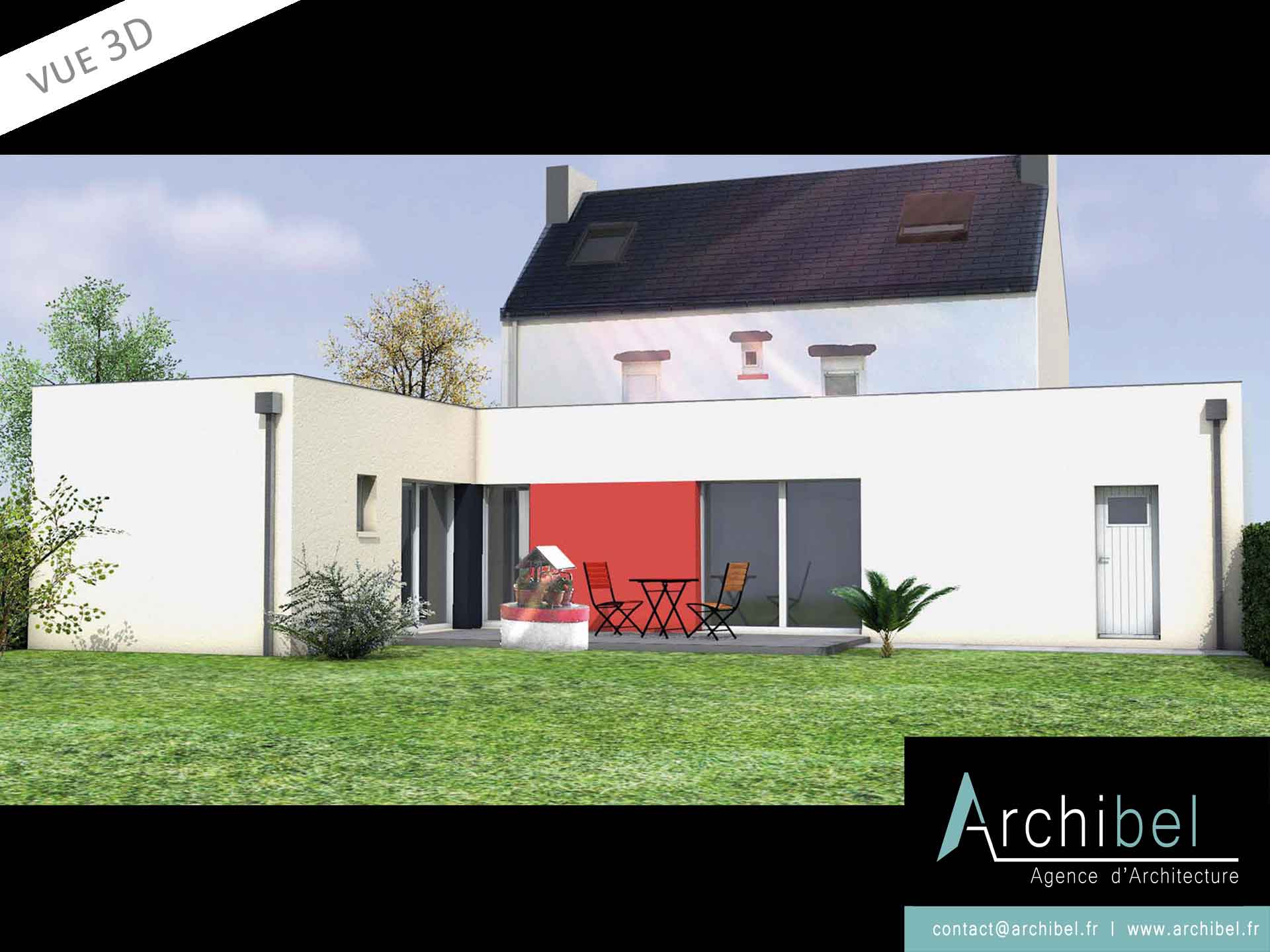 Extension d'une maison avec patio – Archibel